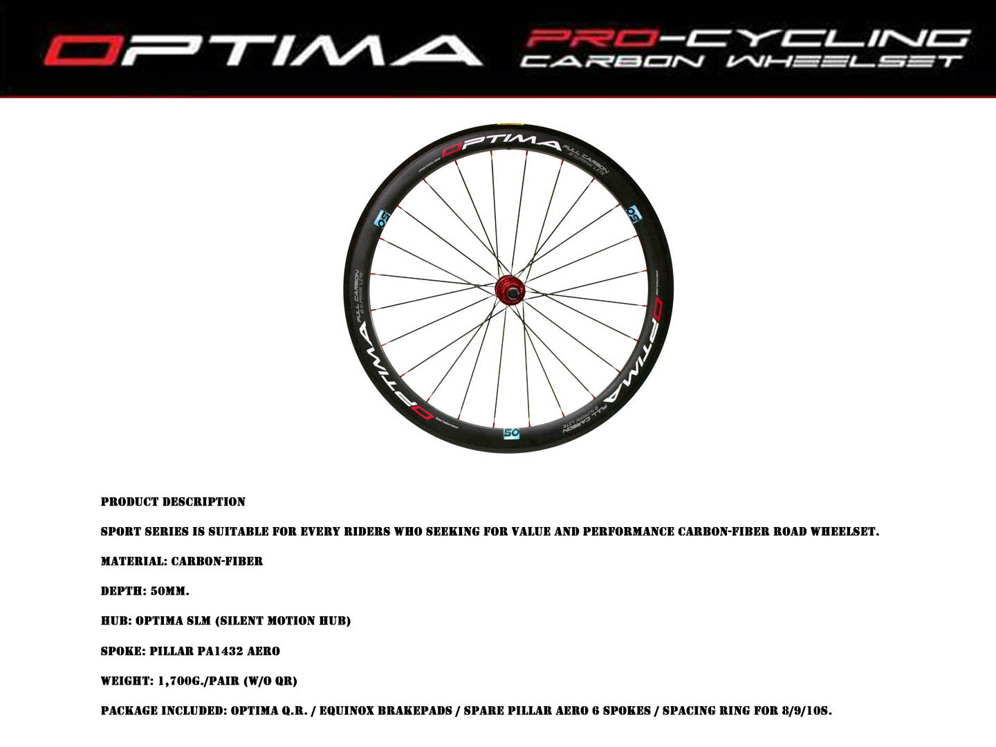 OPTIMA ROAD WHEELSET SPORT 50